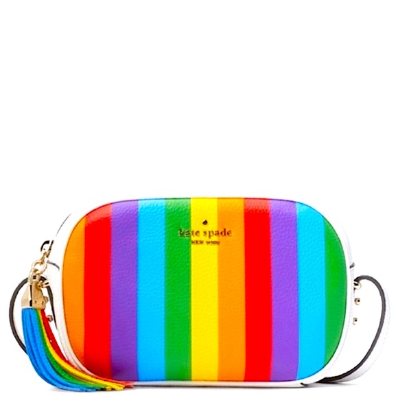 kate spade | Bags | Kate Spade Kourtney Rainbow Strip Camera Bag ...